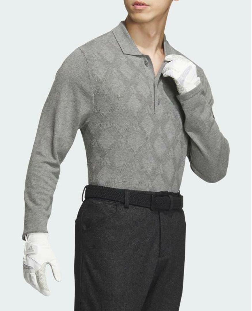 送料無料 新品 adidas GOLF アーガイル柄セーター ポロ XL GR