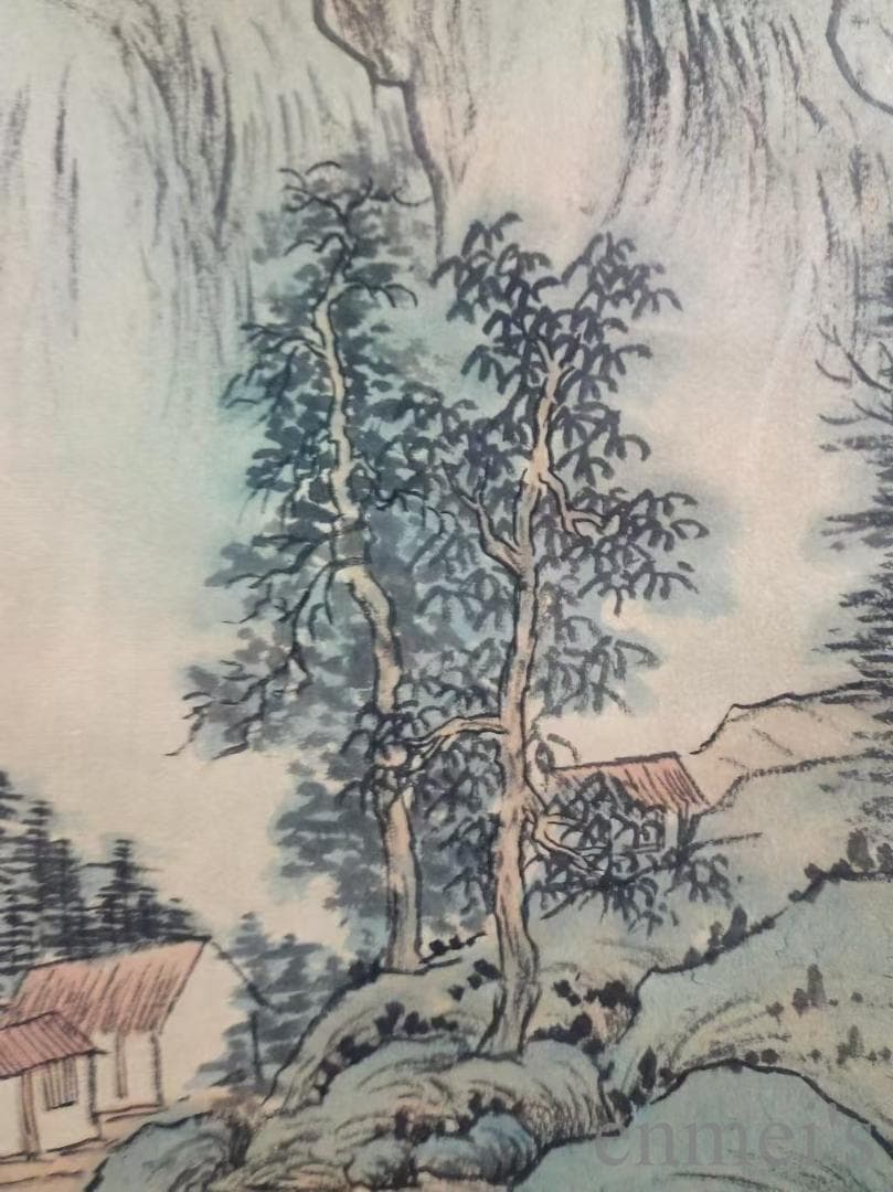 中国古美術.明時代.王監款.山水画.宣紙画.肉筆.掛け軸.水墨画.書道.文房置物