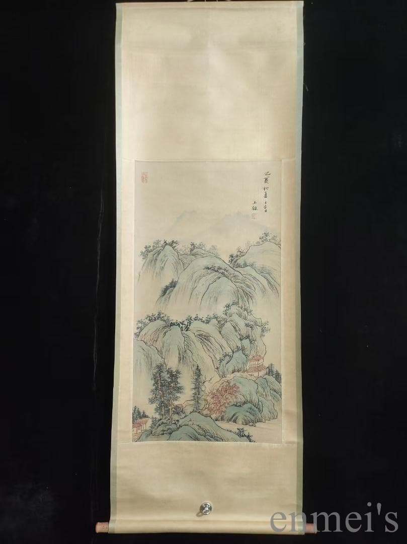 中国古美術.明時代.王監款.山水画.宣紙画.肉筆.掛け軸.水墨画.書道.文房置物