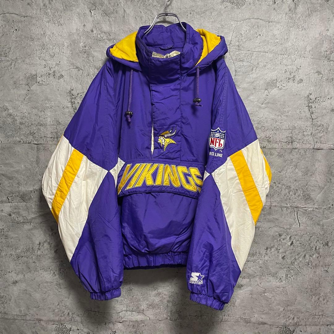 NFL VIKINGS ハーフジップ　ジャンパー　冬物　刺繍　パープル　古着　L