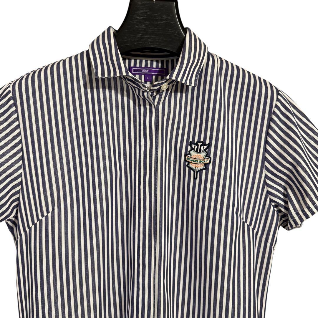 BEAMS GOLF PURPLE LABELトリコット ストライプ ワンピース
