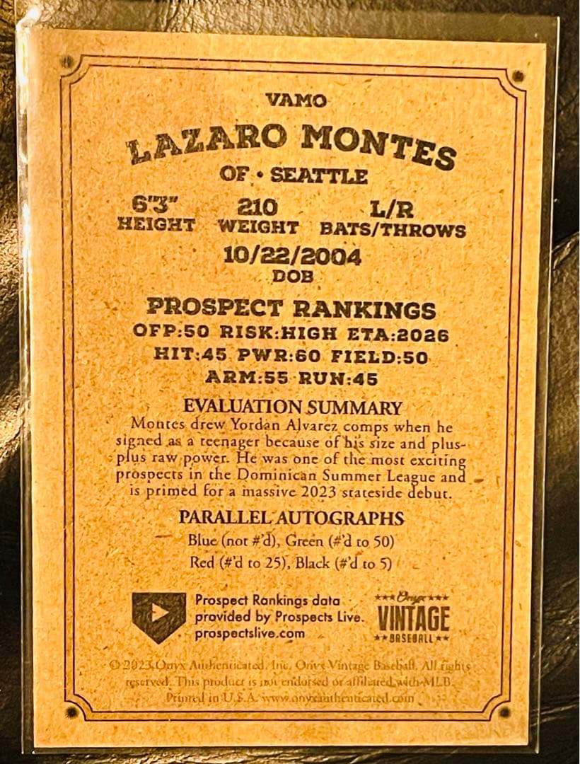 超新星！！Lazaro Montes 直筆サイン　マリナーズ　期待のプロスペクト
