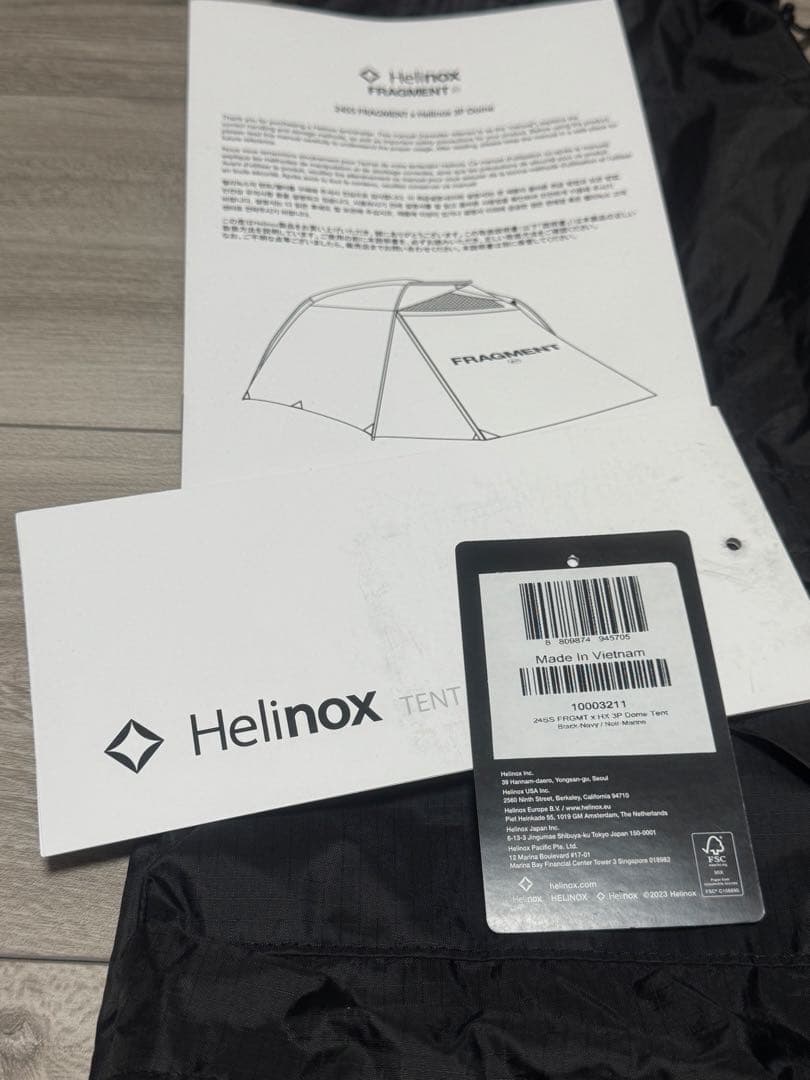 FRAGMENT Helinox 3P Dome Tent Black テント