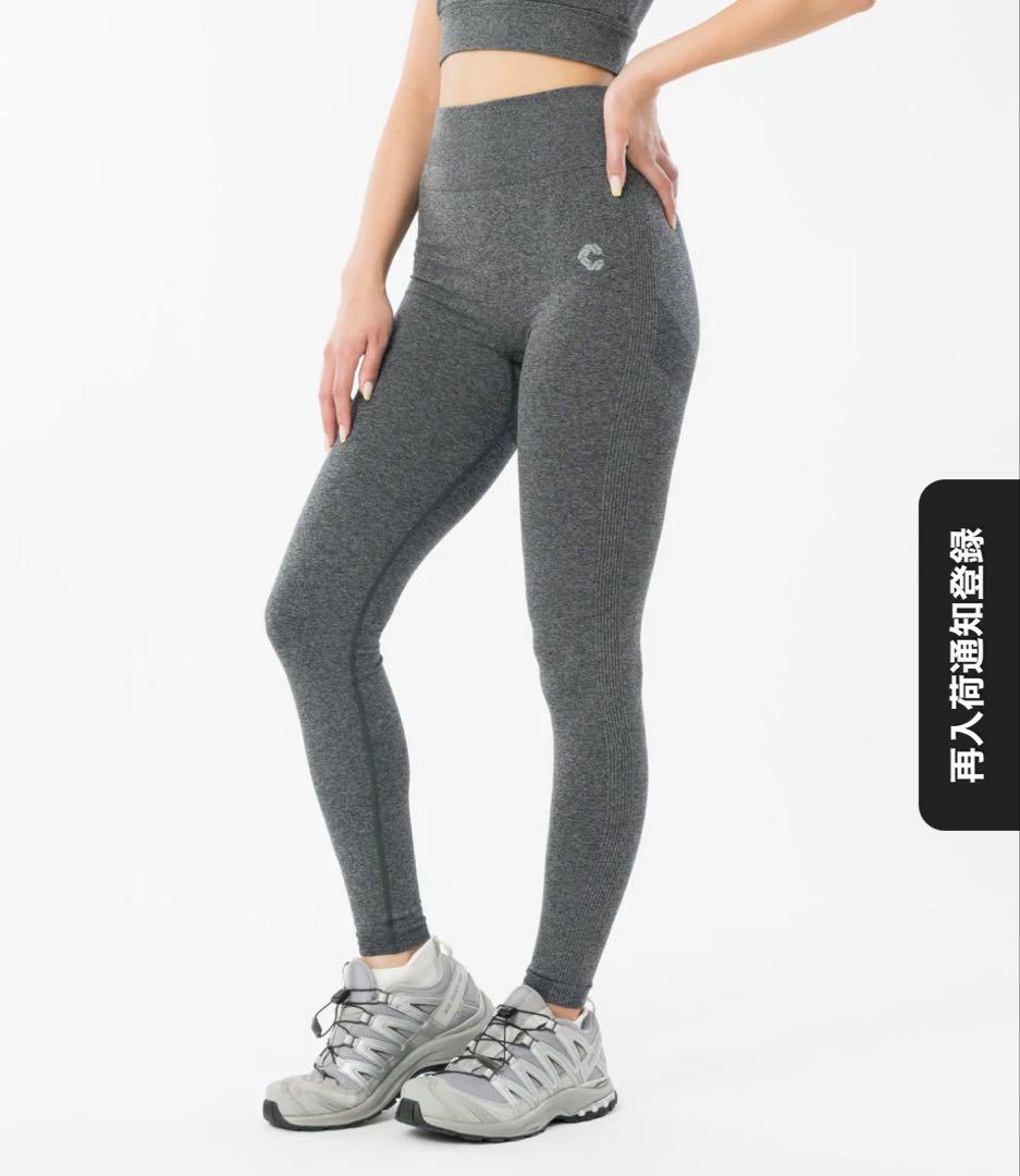 CRONOS グレー ハイウエスト レギンス