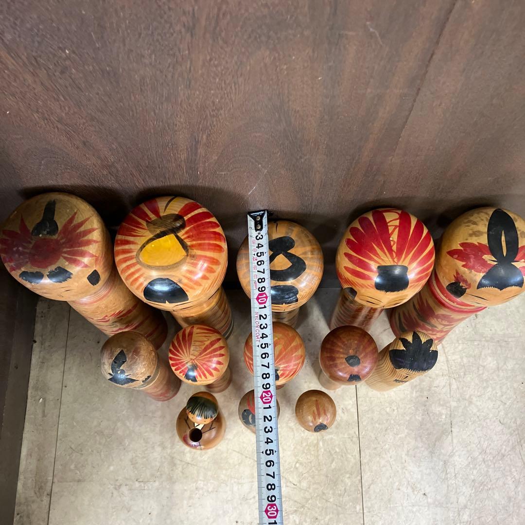 D-3 昭和レトロ 木製 こけし 小芥子 13体セット まとめ売り 日本人形