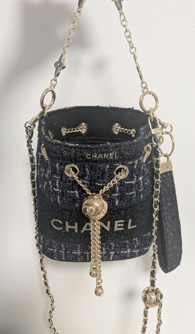 レア　非売品 CHANEL ノベルティ ネイビー　ツイード バケットバッグ