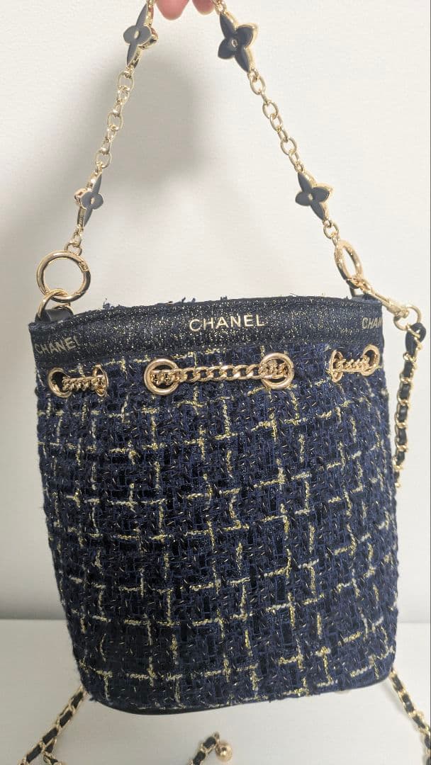 レア　非売品 CHANEL ノベルティ ネイビー　ツイード バケットバッグ