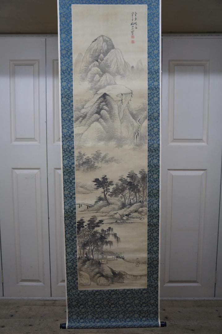 福田半香 山水の図 肉筆 落款 掛け軸 骨董 中国絵画・渡辺崋山師事 静岡の人