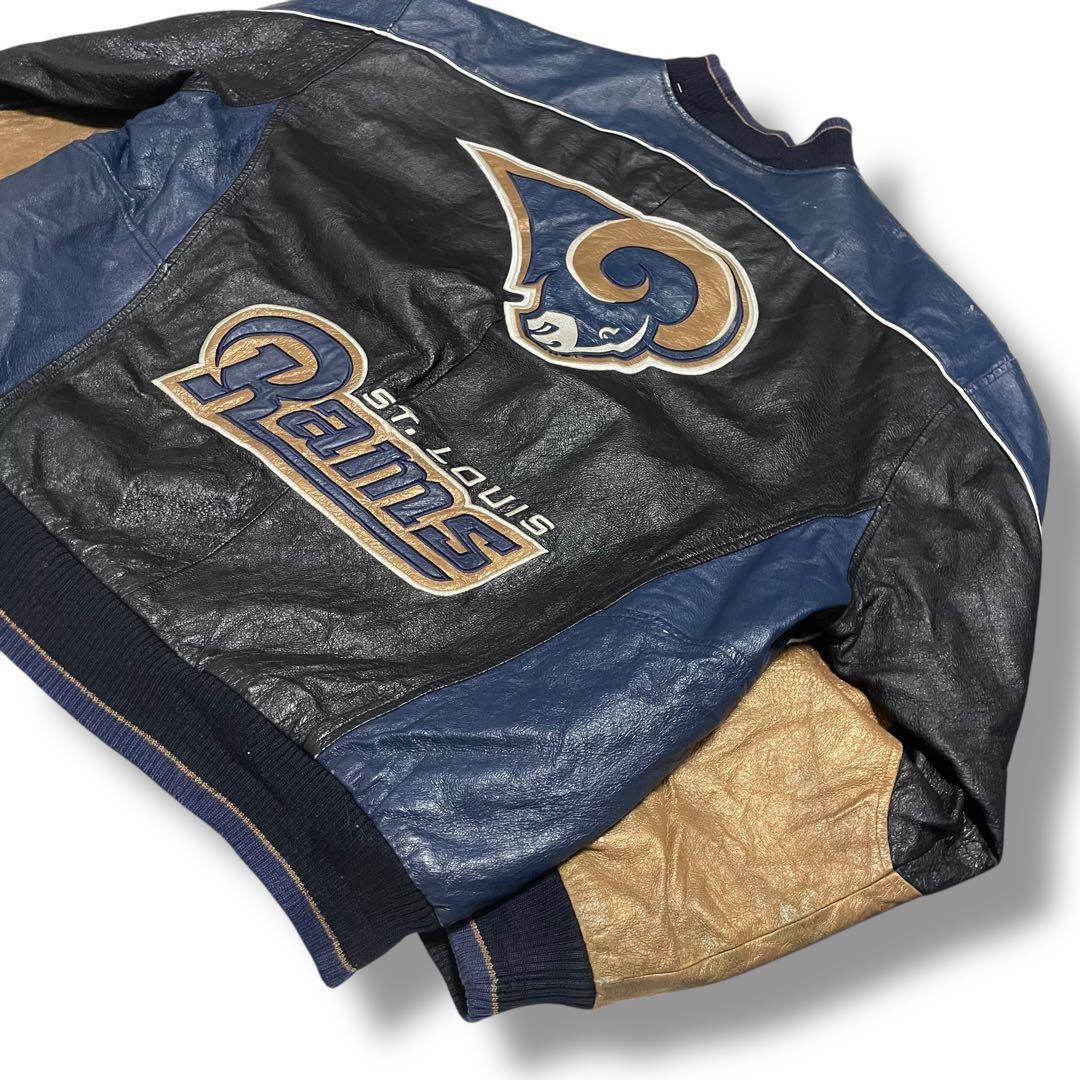 希少 90s NFL ラムズ ST.LOUIS RAMS レザースタジャン XL