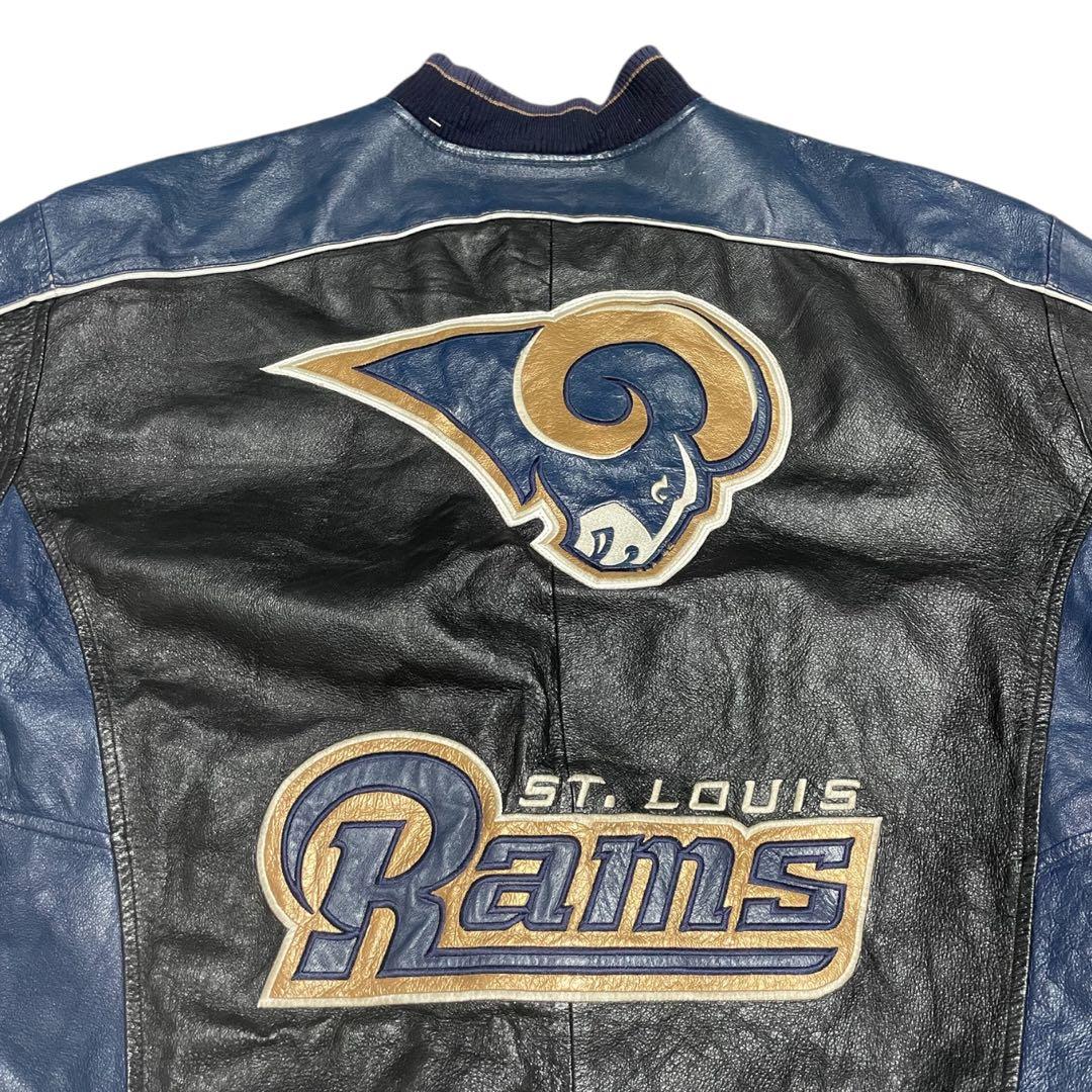 希少 90s NFL ラムズ ST.LOUIS RAMS レザースタジャン XL