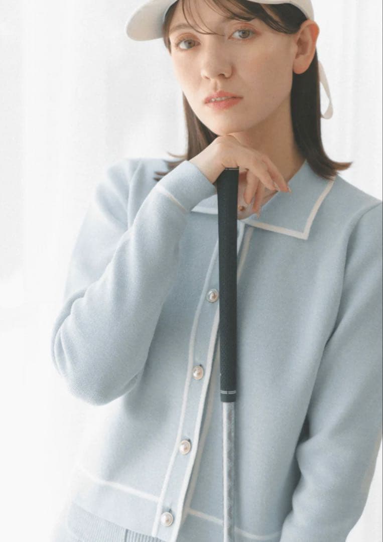 美品LE.NAN Lady knit jacket blue