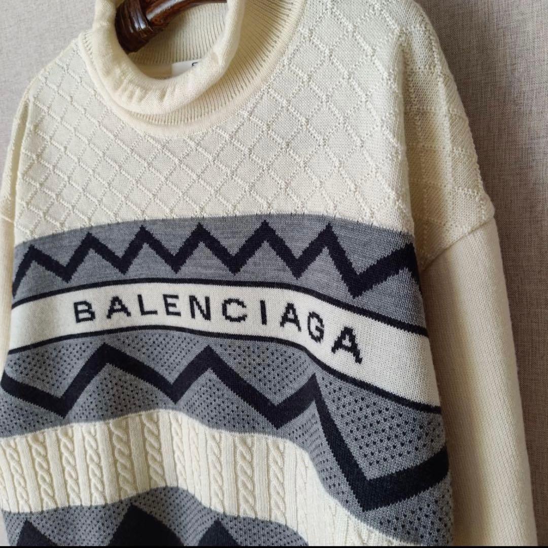 バレンシアガ　セーター　BALENCIAGA タートルネック　ホワイト　ゴルフ