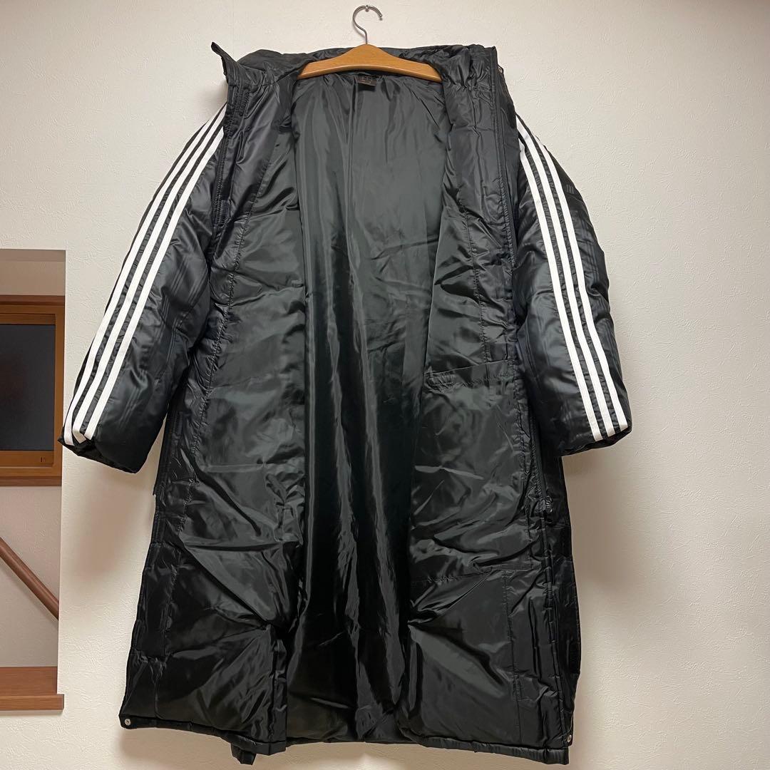 adidas ブラック ダウンコート フード付き O（XL）