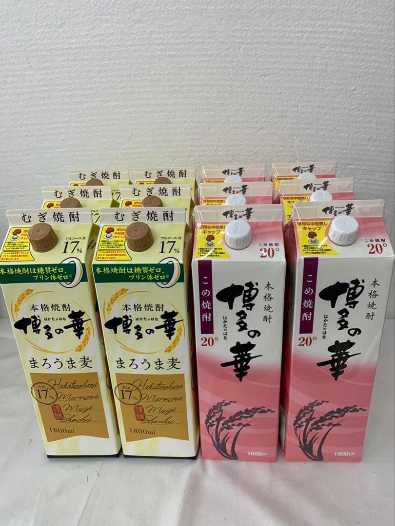 九州名産　本格焼酎18本セット　博多の華1800ml 紙パック入　くろうま6本