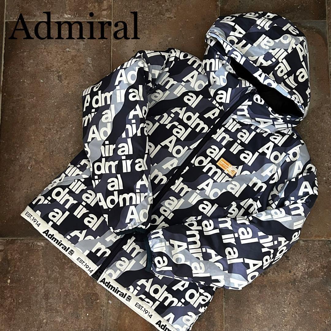 ADMIRAL GOLF ボトムロゴ 軽量パデッド　フーデッドジャケット　総柄