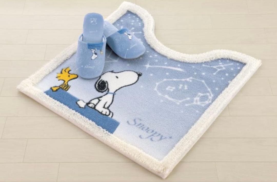 8日迄大特価ブルーグレー色　PEANUTS スヌーピー トイレマットセット　新品