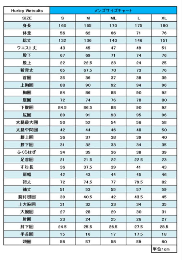 Hurley(ハーレー)2mm ロングジョン メンズLサイズ相当