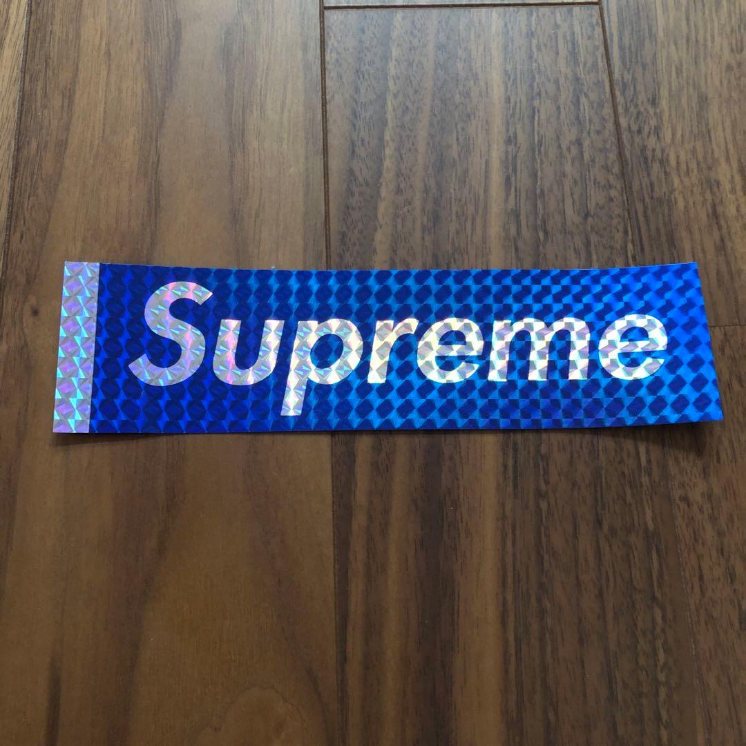 希少　レア　Supreme ホログラム ボックスロゴ ステッカー ブルー