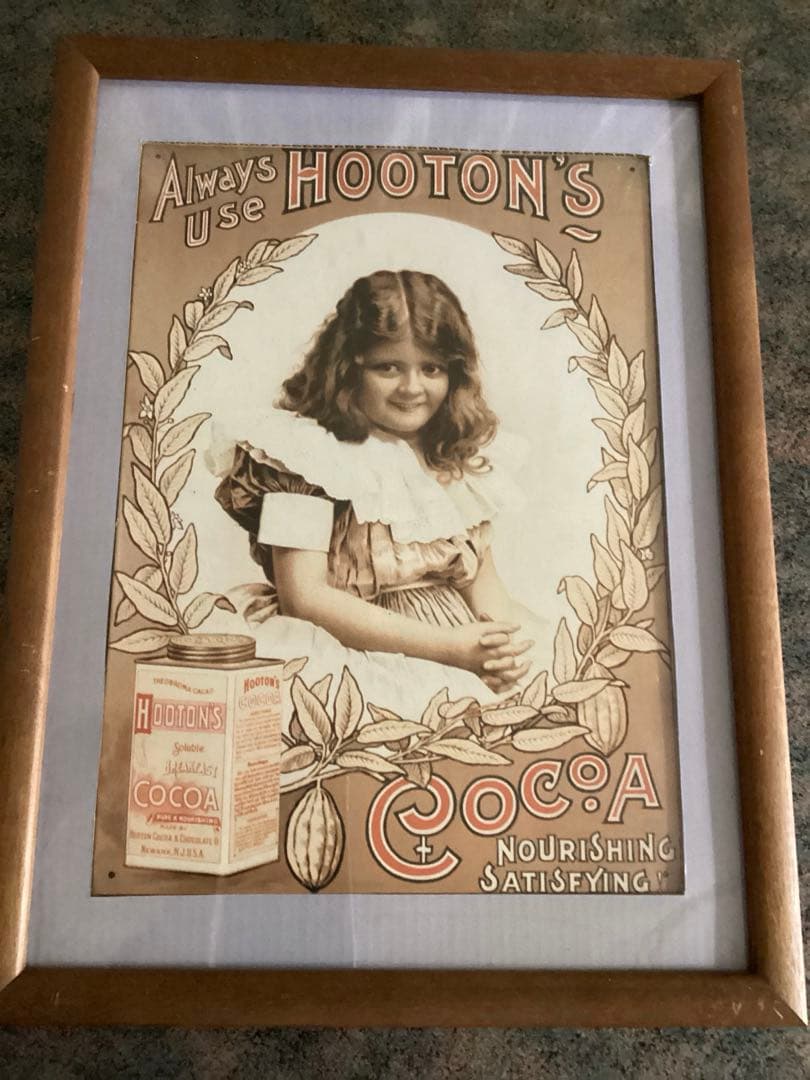 ビンテージブリキ看板　Hooton's Cocoa アメリカ製　1993年