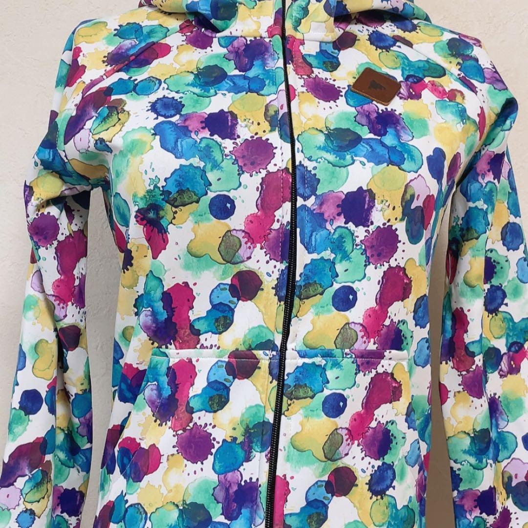 【美品】BURTON カラフル水彩柄 フルジップパーカー DRYRIDE S