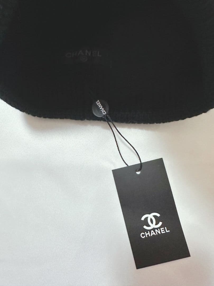 CHANEL ニット帽 黒 新品タグ付き