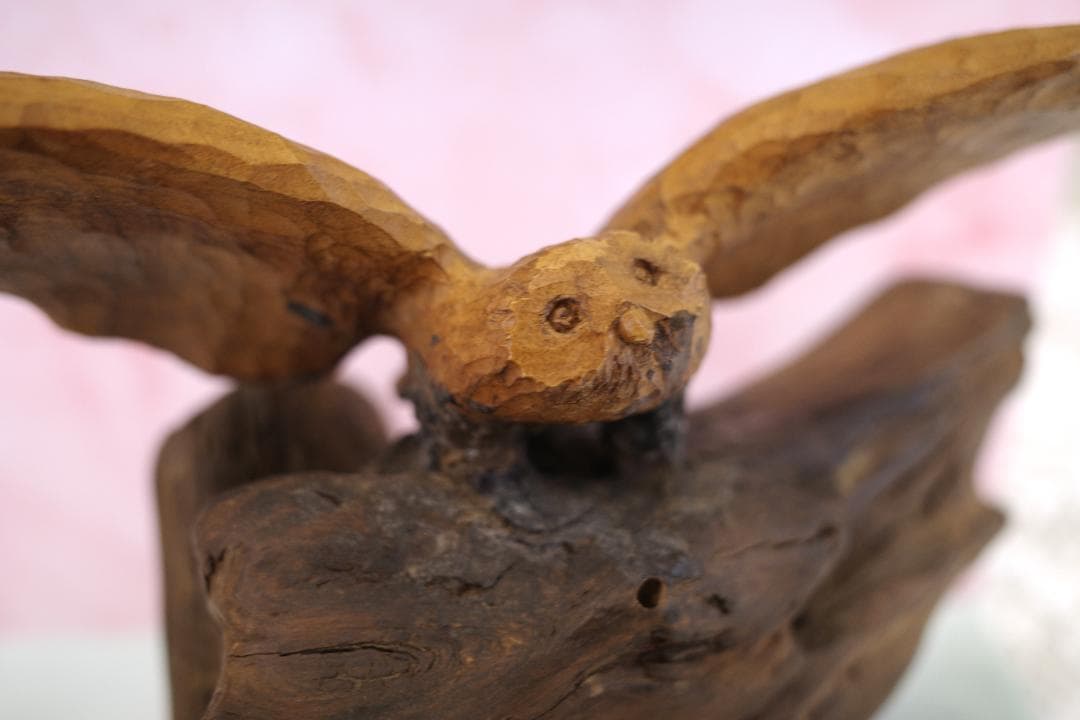 工房がんま フクロウの木彫り 流木