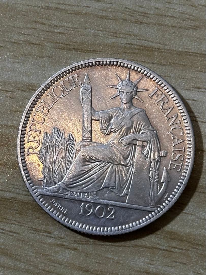 1900,1901,1902,1903,1904年 フランス領インドシナ銀貨5枚