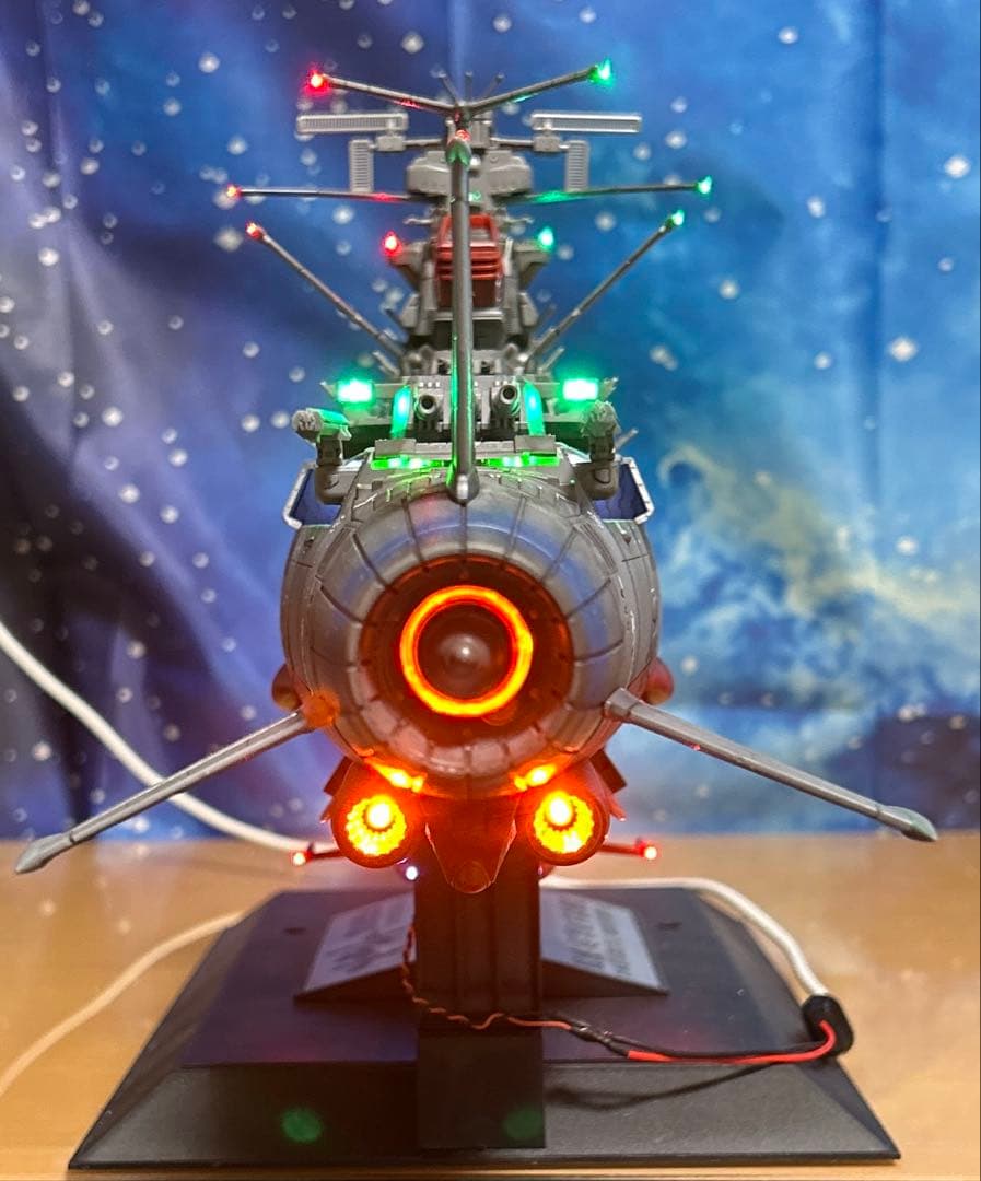 T*i様 宇宙戦艦ヤマト 1/500 フル電飾！完成品。墨入れ済みつや消し塗装済