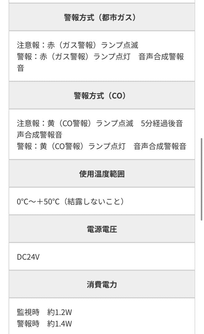 YAZAKI 矢崎　ガス　CO警報器　都市ガス　YF-765 天井回転引掛式