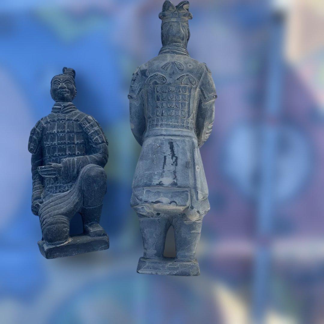 中国古代兵士像 置物 2体セット