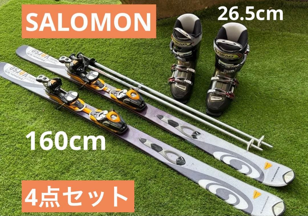 SALOMON メンズ スキー セット 160cm 26.5cm