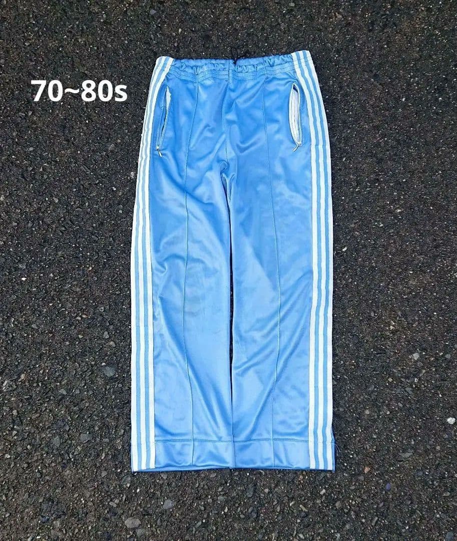 70s 極太 adidas トラックパンツ 水色 ATP似
