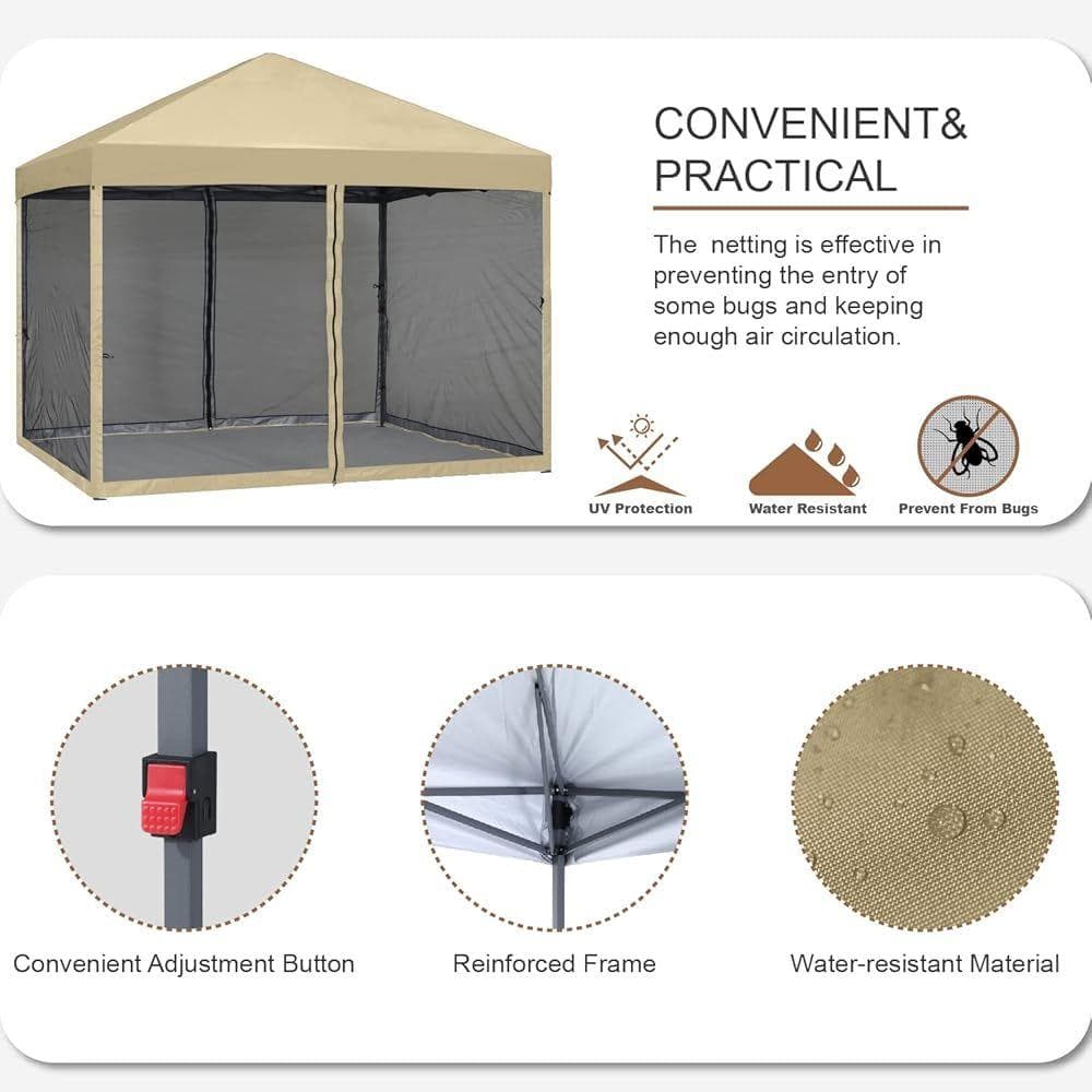 マスターキャノピー　ワンタッチタープテント 　3段階調節 (3x3, ベージュ)