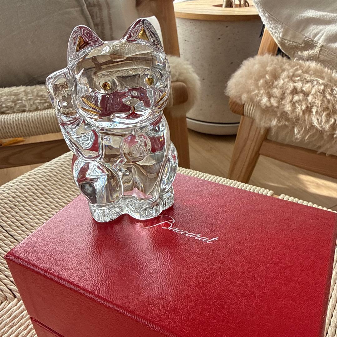 【新品未使用】 Baccarat 招き猫 クリスタルガラス