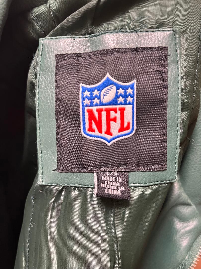 【超希少】NFL☆パッカーズ オールレザー 贅沢刺繍ロゴ　Lサイズ　ヴィンテージ