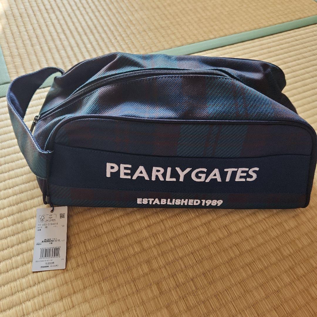 PEARLY GATES チェック柄シューズバッグ