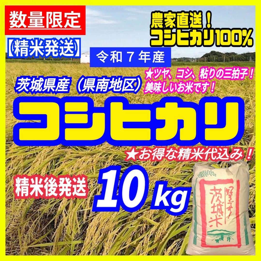 令和7年産 茨城県産 コシヒカリ 白米 精米代込み 10Kg 10キロ b