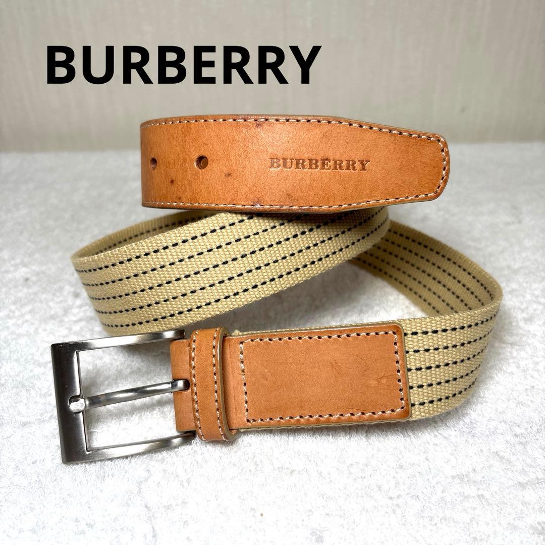 バーバリーロンドン　ベルト　レディース　Burberry レザー　キャンバス　C