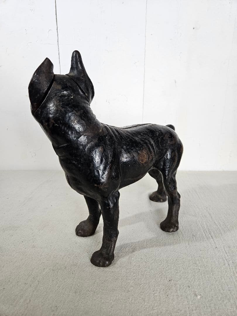 ANTIQUE ボストンテリア 犬の置物 鉄製 ドアストッパー オブジェ 鋳物