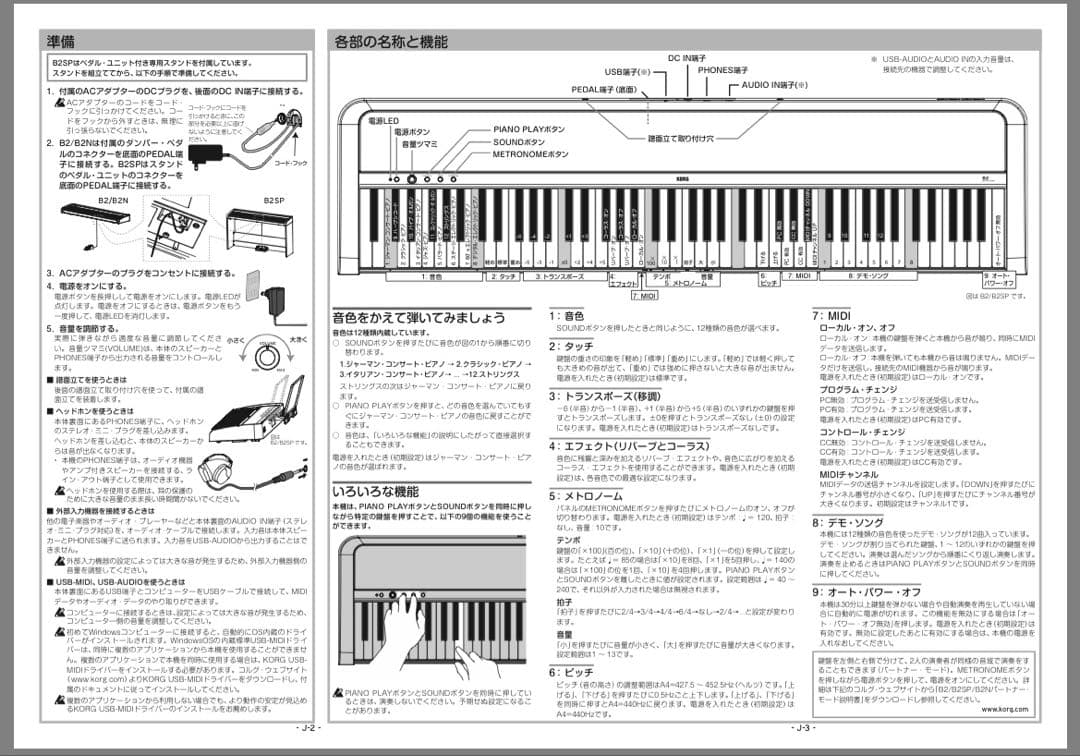 KORG B2 デジタルピアノ 88鍵盤【本体】