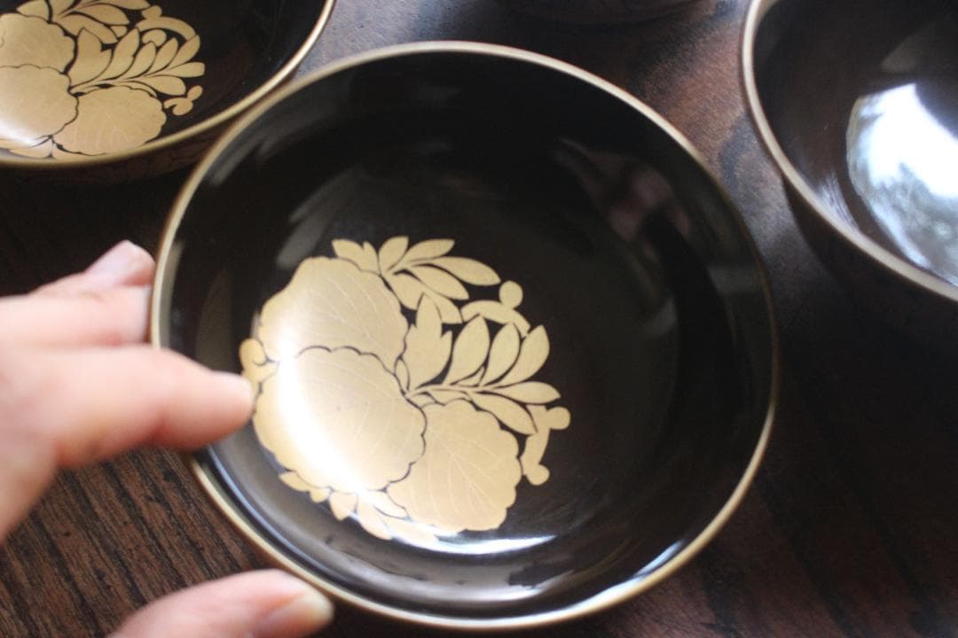時代逸品！風情ある千筋糸目に極上桐花蒔絵の映えるお椀2点（検輪島塗懐石椀雑煮椀
