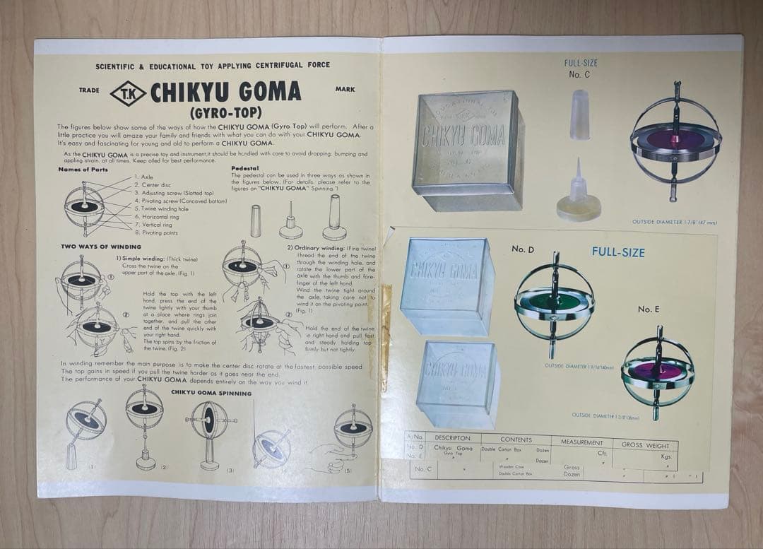 ◯稀少品●地球ゴマカタログ●TIGER GYROSCOPE カタログ●