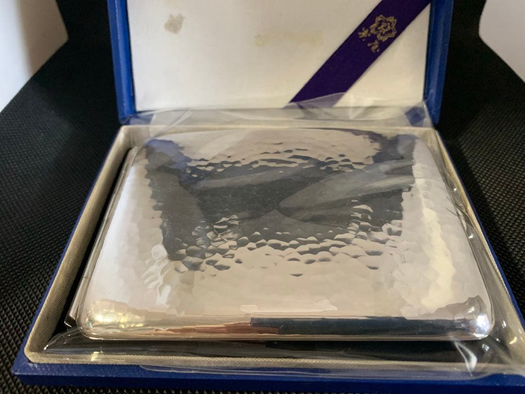 Silver950刻印 Cigarette Case 金槌目 日本製 110g