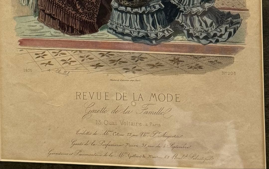 REVUE DE LA MODE 印刷物 1875 年 【商品番号③】