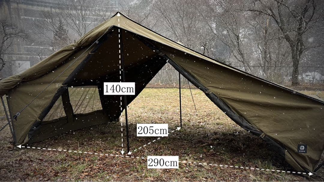 ZUKKアーミーテント TC 軍幕 オランダ軍 薪ストーブ 煙突穴　ブラック