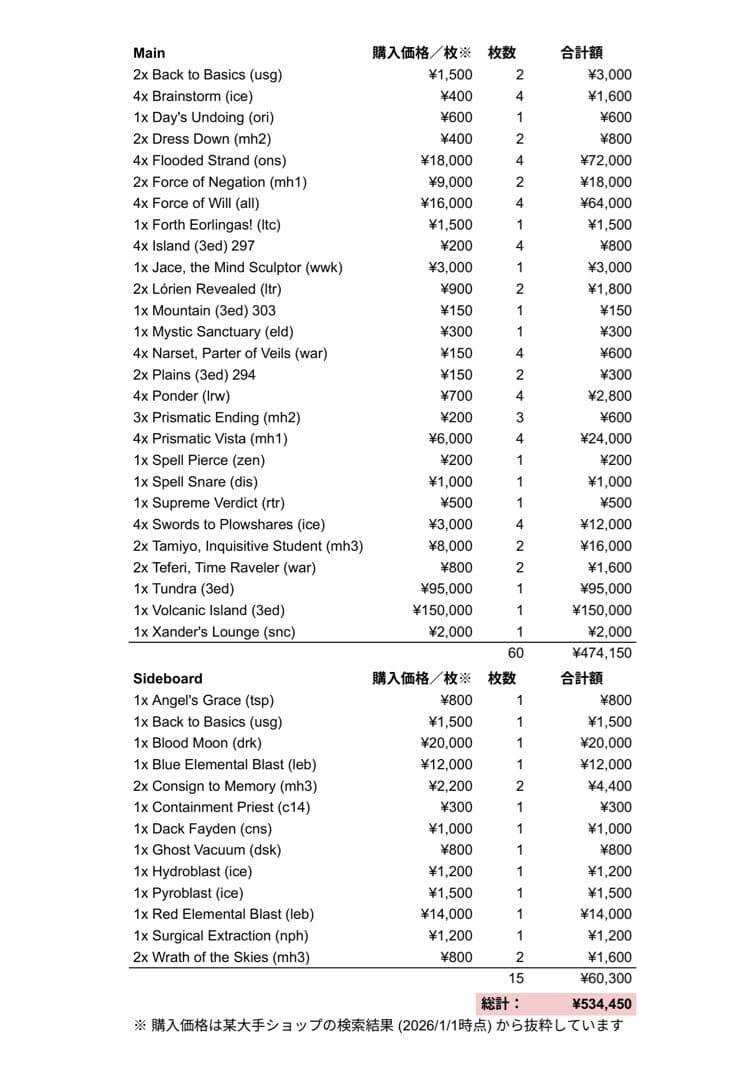 【MTG】Jeskai Control（Legacy）