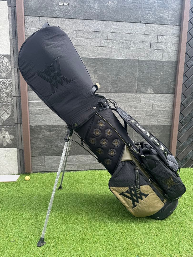 ANEW GOLF キャディバッグ ブラック/ カーキ　DRヘッドカバー付き