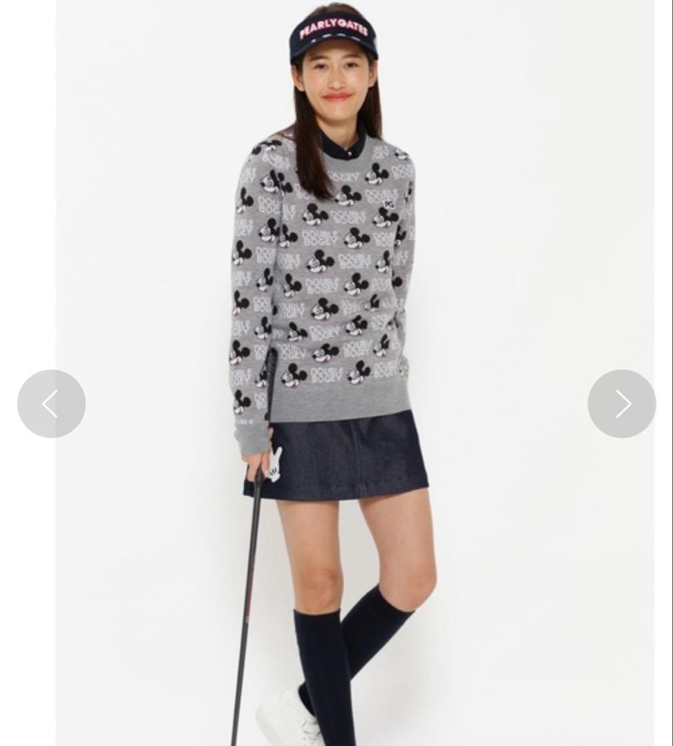 【パーリーゲイツ】ミッキーDOUBLE BOGEY クルーネックニットサイズ1