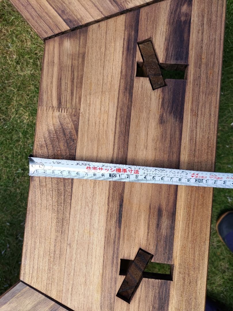 木製手作りキャンプテーブル 囲炉裏 組み立て式円卓 ファイヤーオクタゴンテーブル