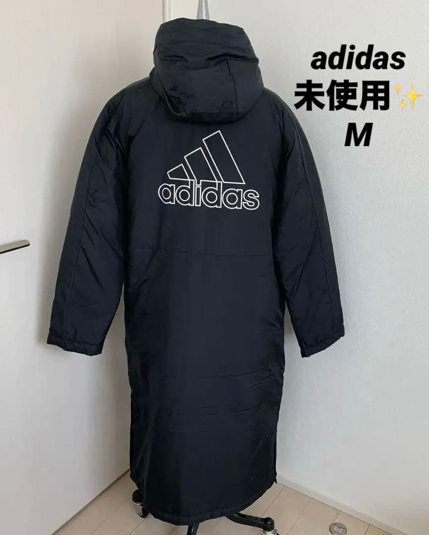 未使用✨アディダスadidas ブラック ベンチコート ストライプ